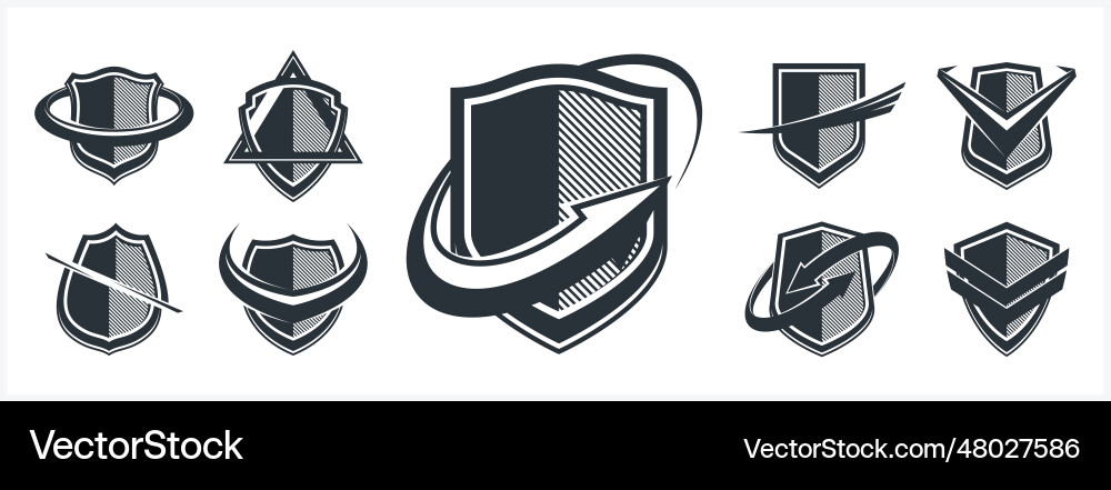 Shields & Protection Icons Royalty Free Vector Image