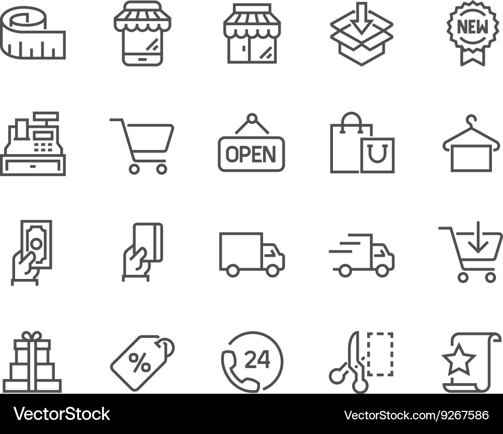 Shopping Line Icons - Collection Royalty Free Vector Image