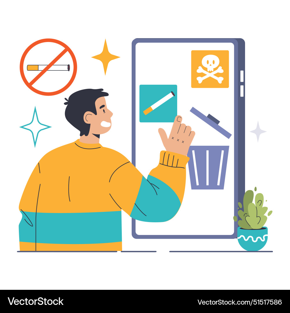 Smoking cessation concept flat Royalty Free Vector Image