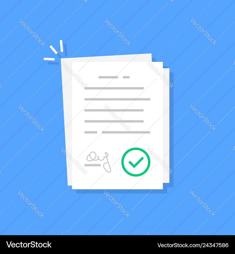 White Contract Agreement Document Royalty Free Vector Image