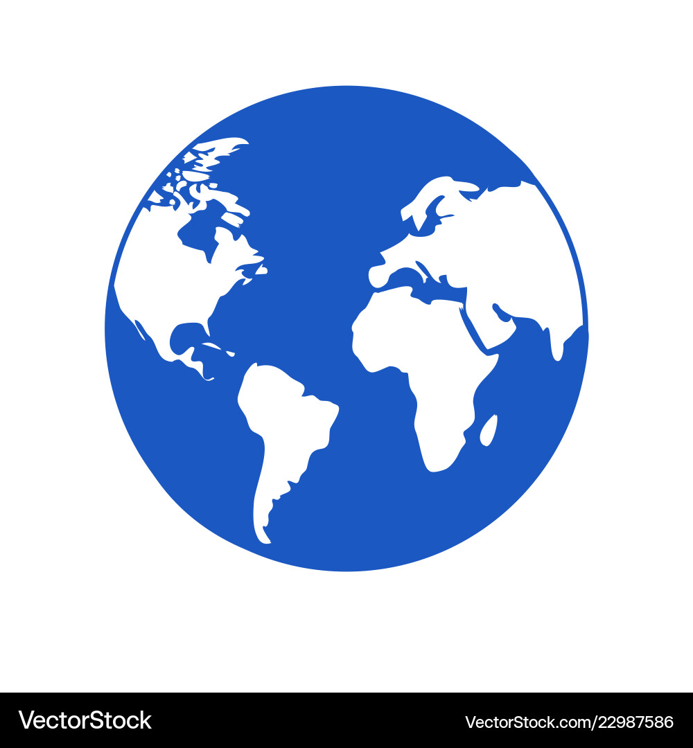World icon blue globe with white continents Vector Image