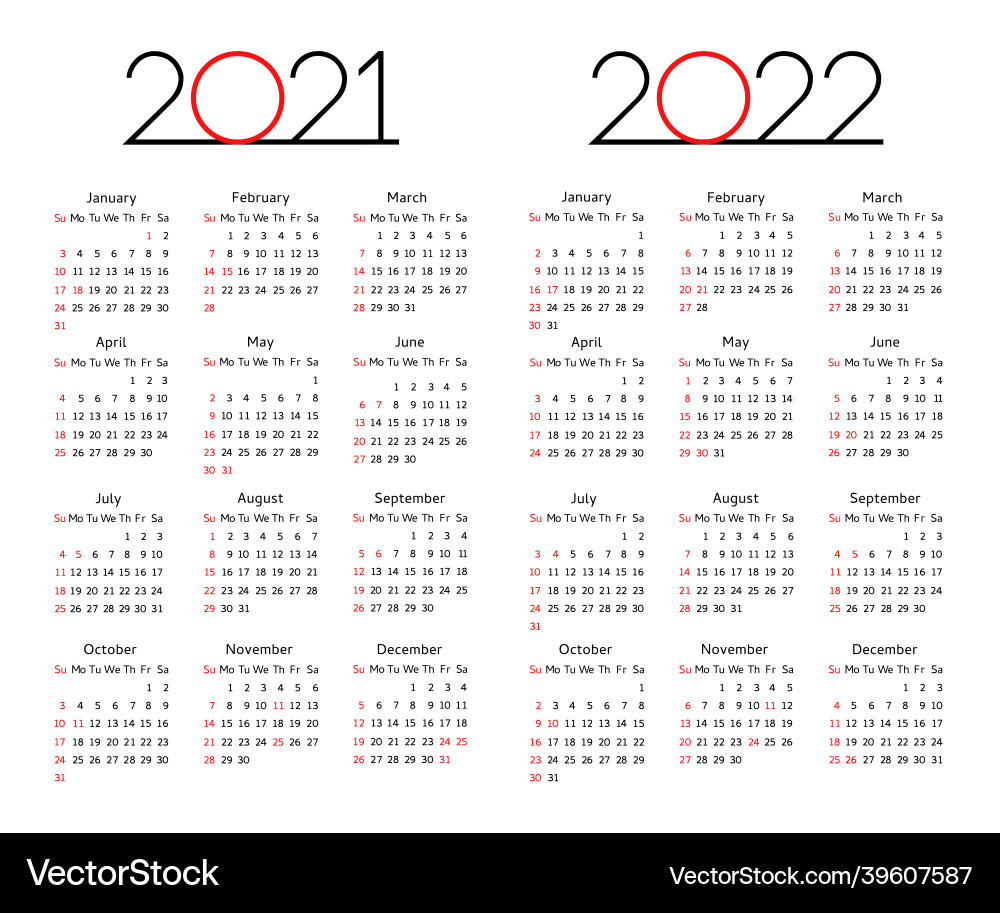 2021-2022 Calendar - Printable Planner Royalty Free Vector