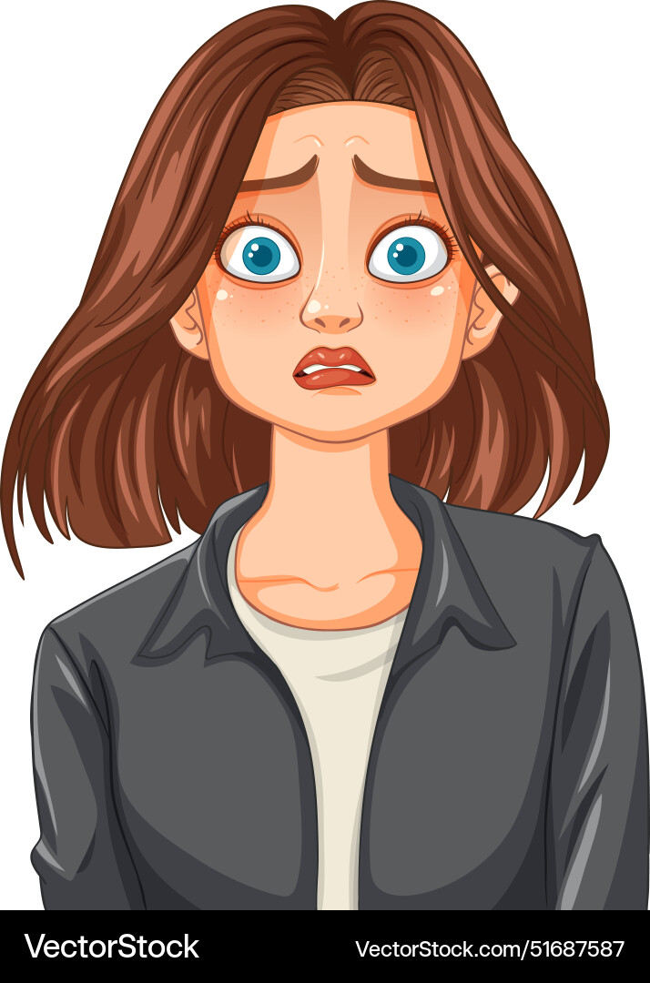 A concerned woman with blue eyes Royalty Free Vector Image
