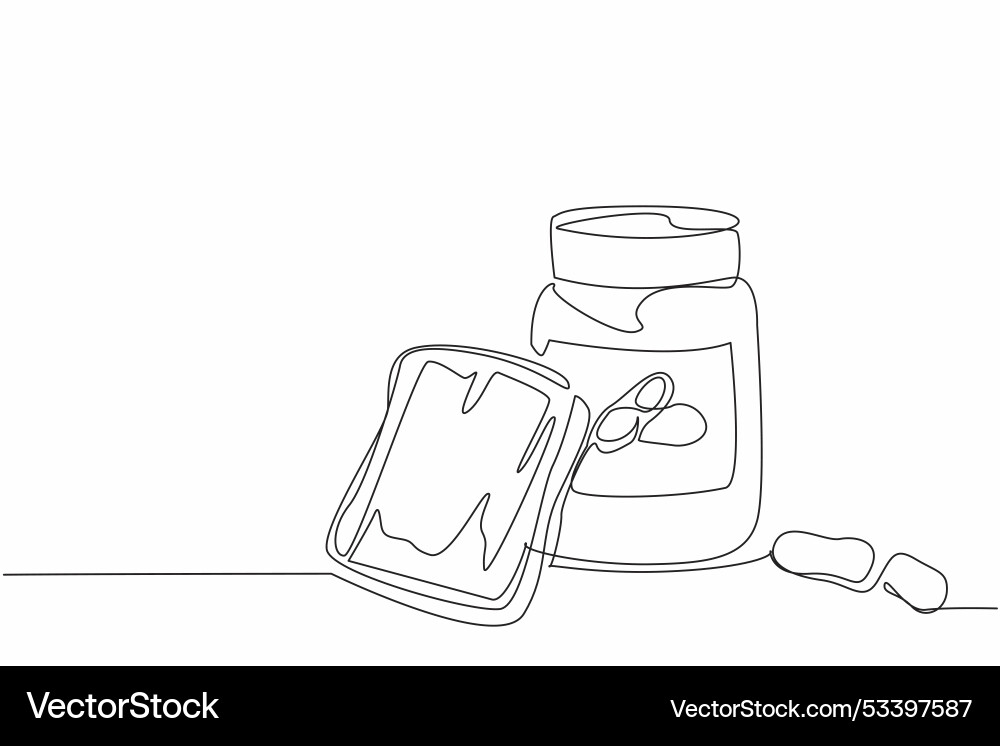 Continuous one line drawing a piece of bread Vector Image