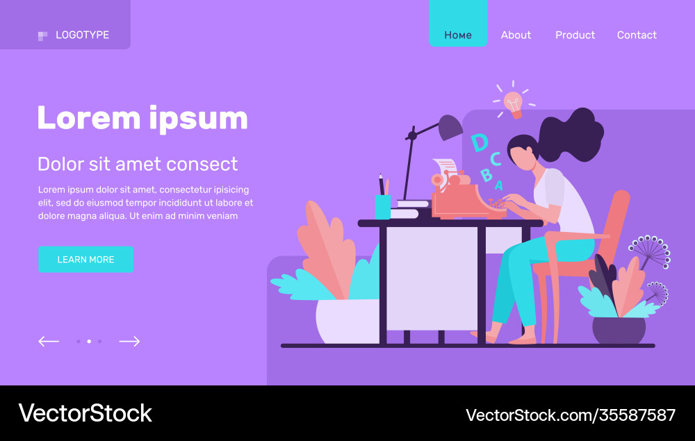 Female writer using retro typing machine Vector Image