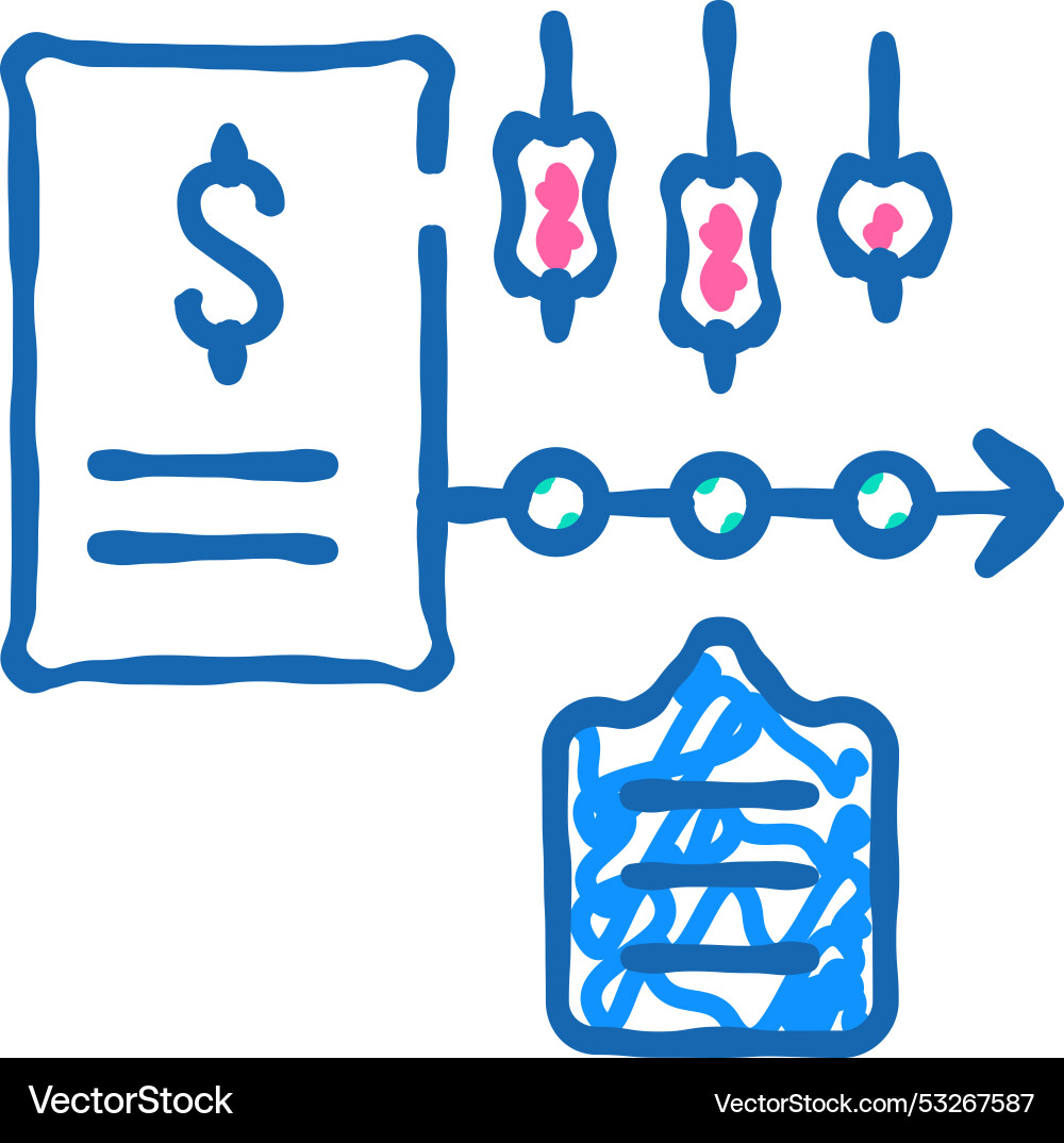 Financial time series data analysis icon doodle Vector Image