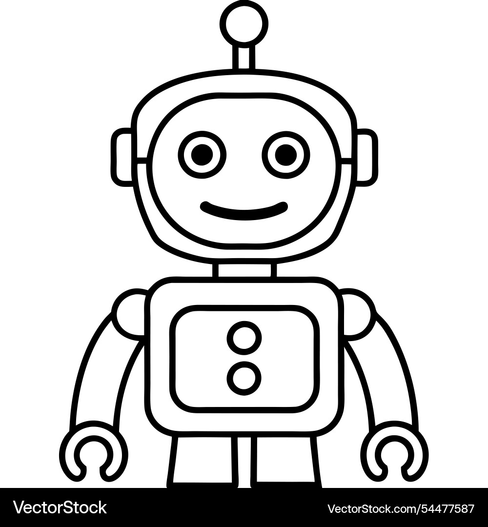 Friendly robot mascot logo icon silhouette art Vector Image