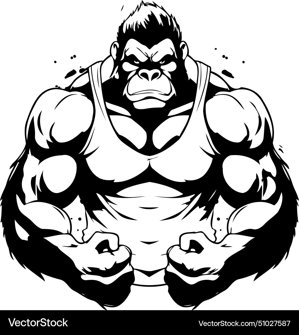 Gorilla strong bodybuilder in a tank top Vector Image