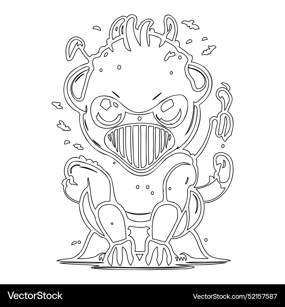 Monster alien outline sketch Royalty Free Vector Image