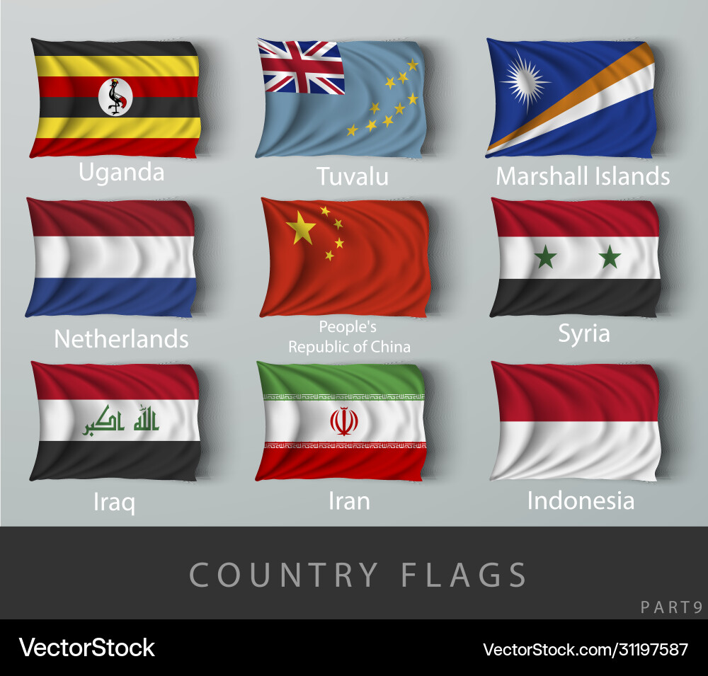 Riveted country flag wrinkled with shadows Vector Image