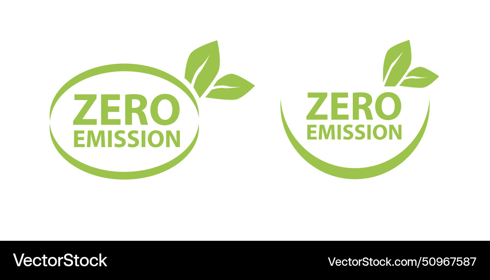 Zero emission net label stamp design leaves Vector Image
