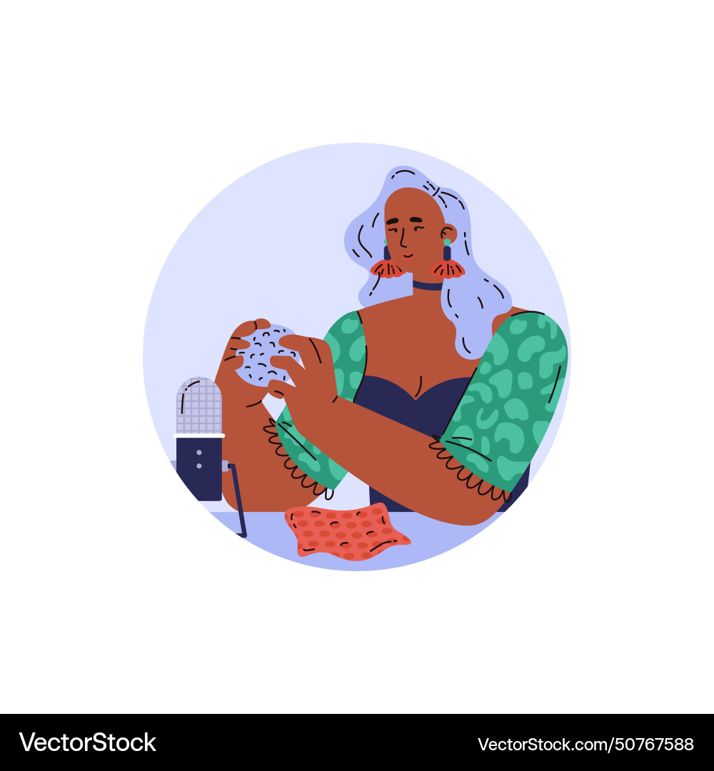 Asmr creators with items set Royalty Free Vector Image