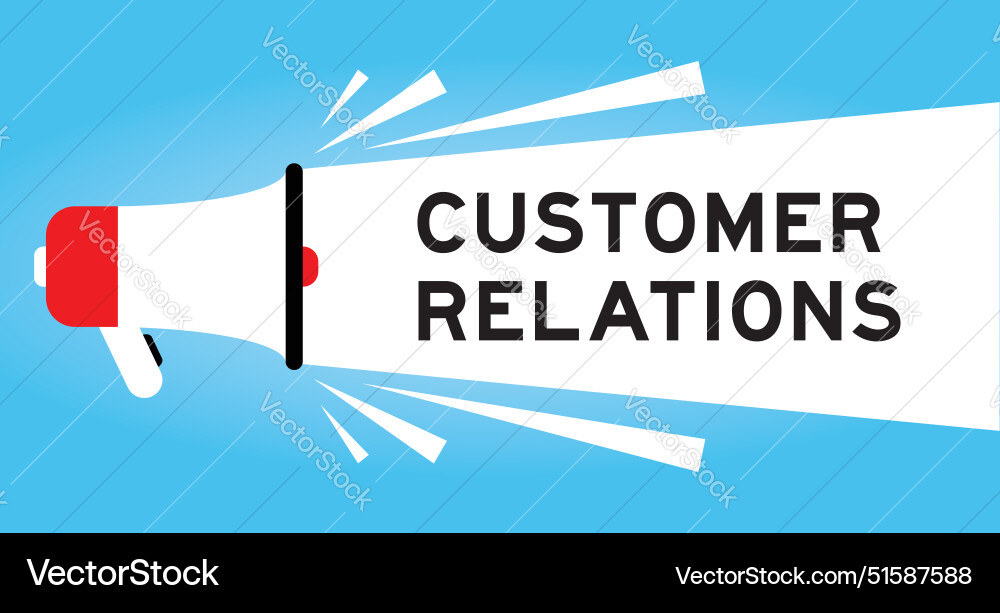 Color megaphone icon with word customer relations Vector Image