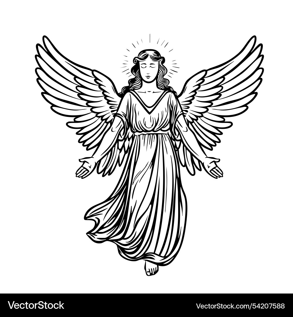 Engel himmlischer Gott Zeichnung Lizenzfreies Vektorbild
