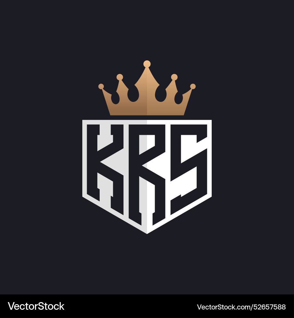 Luxury krs logo with crown elegant initials Vector Image