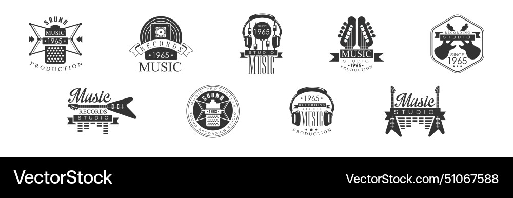 Music recording studio label and logo design Vector Image