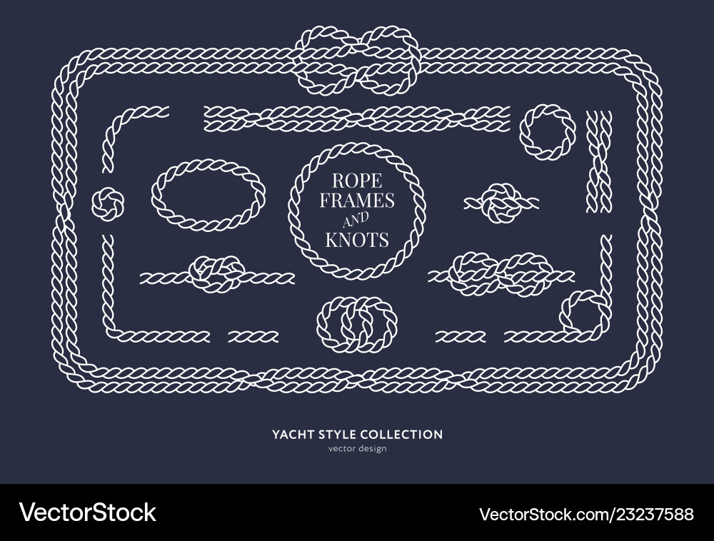 Nautical rope knots and frames Royalty Free Vector Image