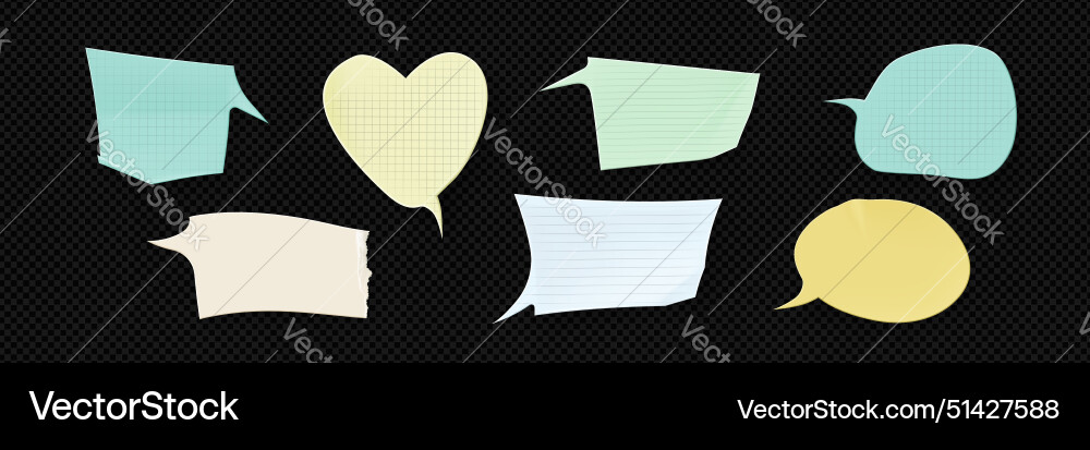 Paper stickers set on transparent background Vector Image