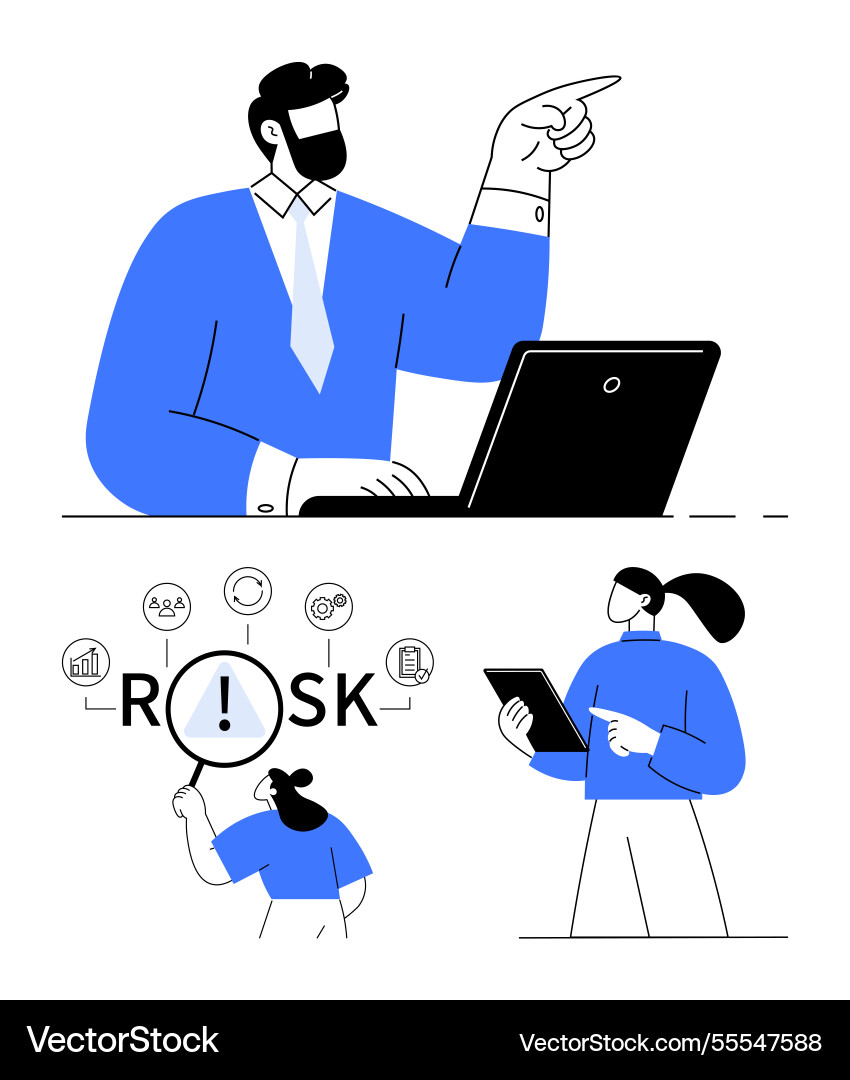 Risk assessment and business strategy with team Vector Image