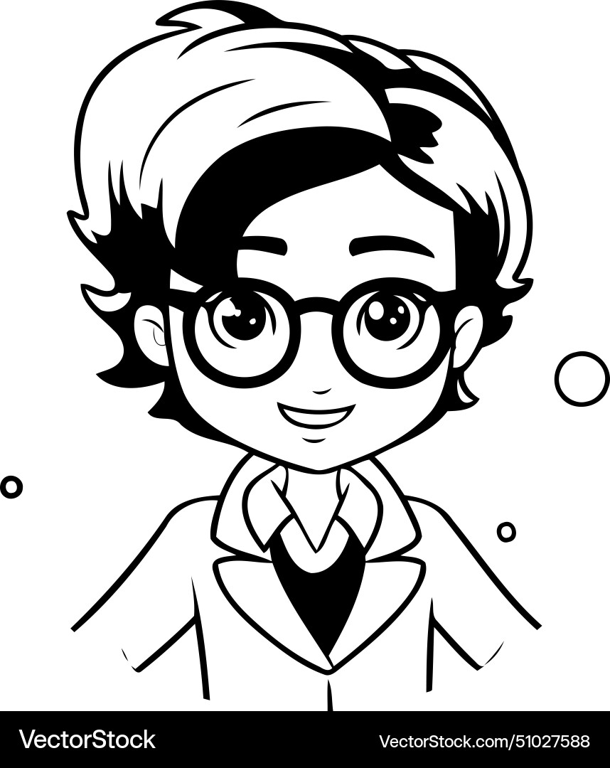 Scientist cartoon character with glasses Vector Image