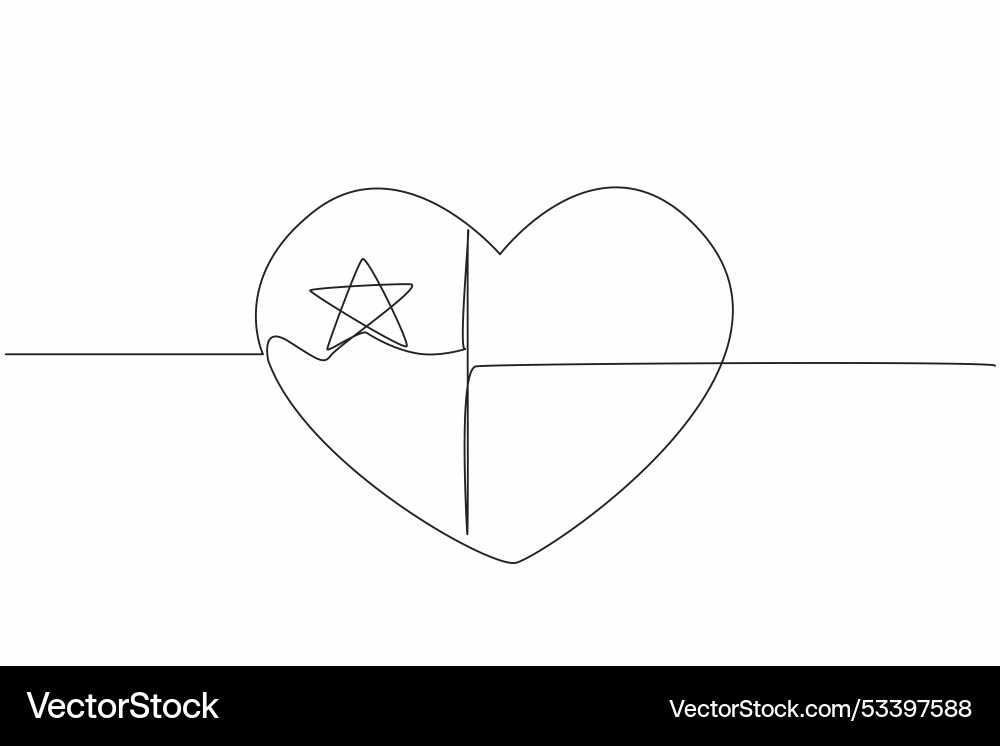 Single one line drawing texas flag with heart Vector Image