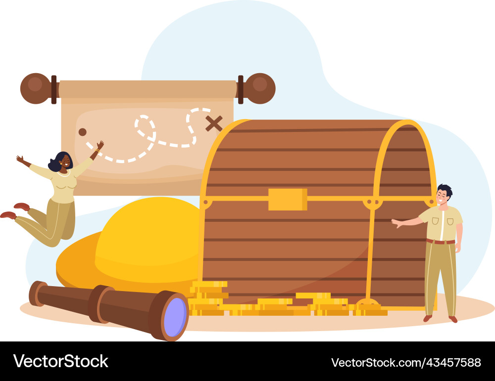 Treasure hunt flat background Royalty Free Vector Image