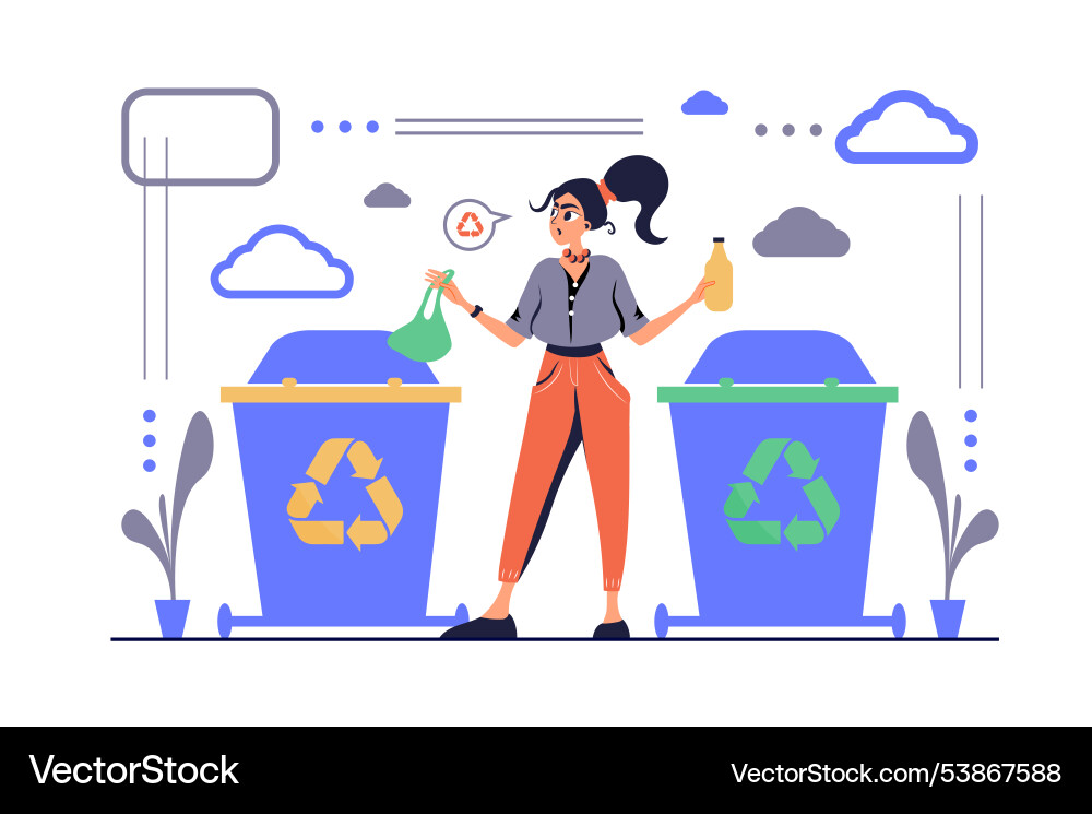 Waste recycling concept in modern flat cartoon Vector Image