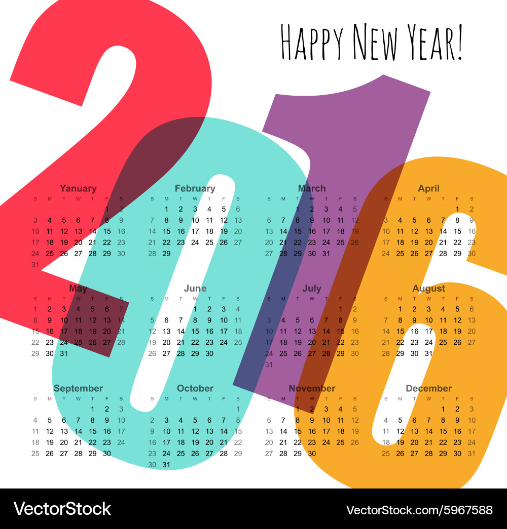 Year calendar Royalty Free Vector Image - VectorStock