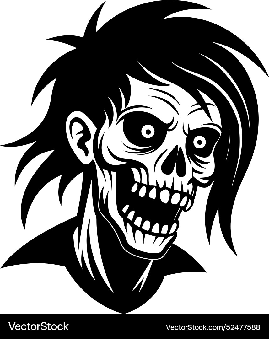 Zombie skull with different long and short hair 2 Vector Image