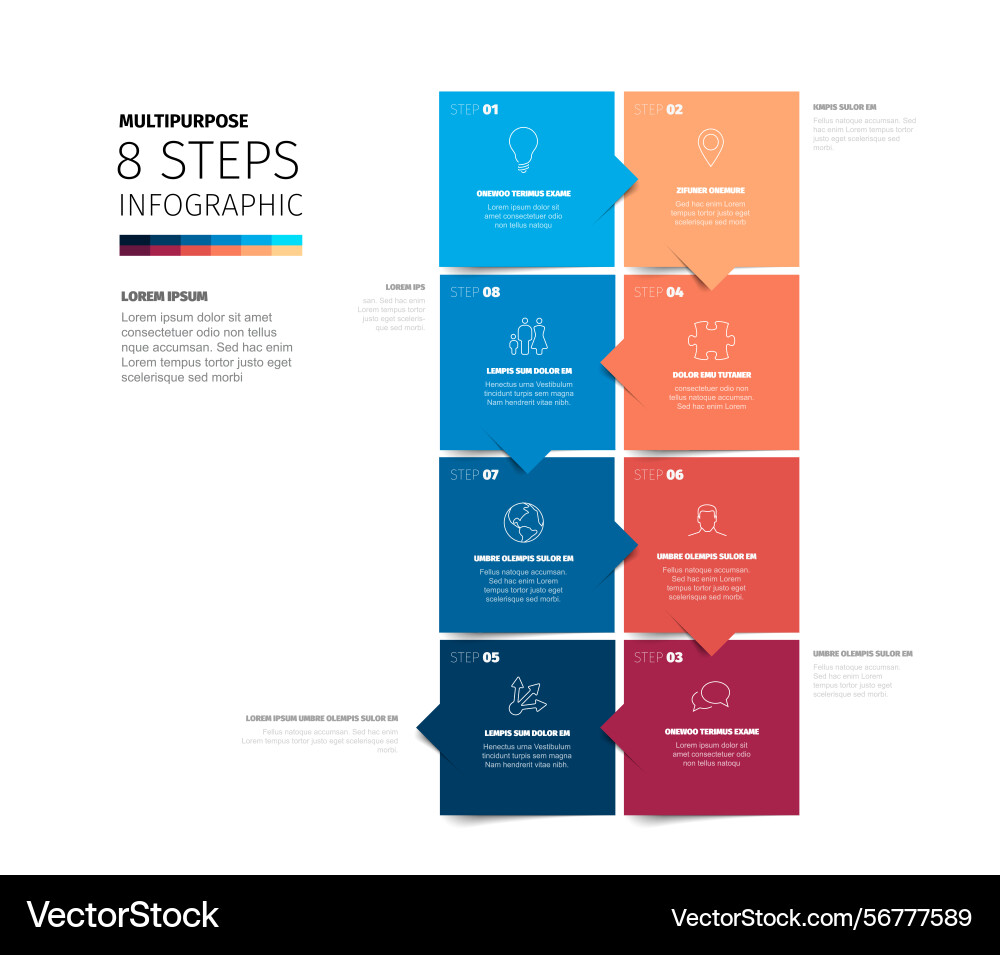 8 Step Vertical Infographic Diagram Royalty Free Vector