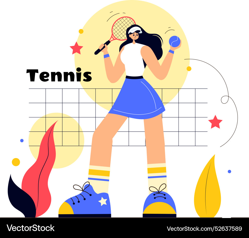 A tennis player holding racket with ball Vector Image