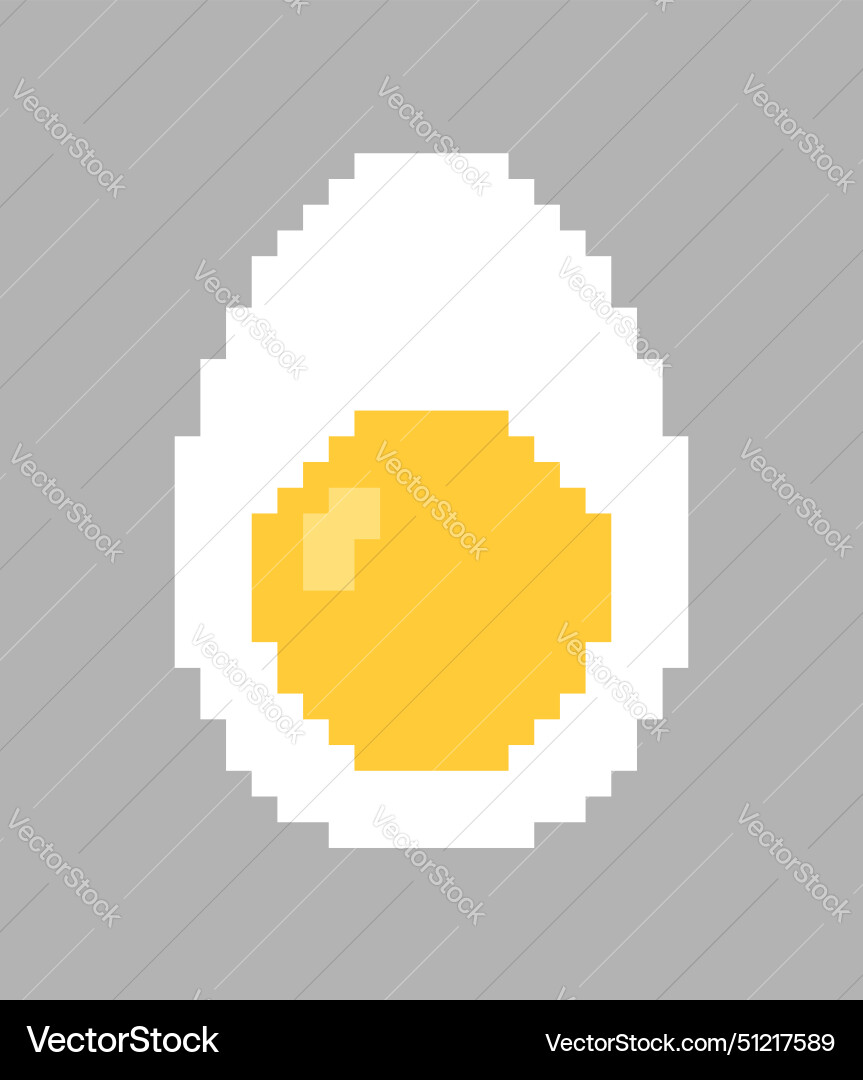 Boiled egg pixel art half an 8 bit pixelated Vector Image