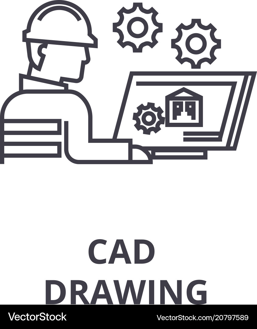 Cad drawing line icon sign Royalty Free Vector Image