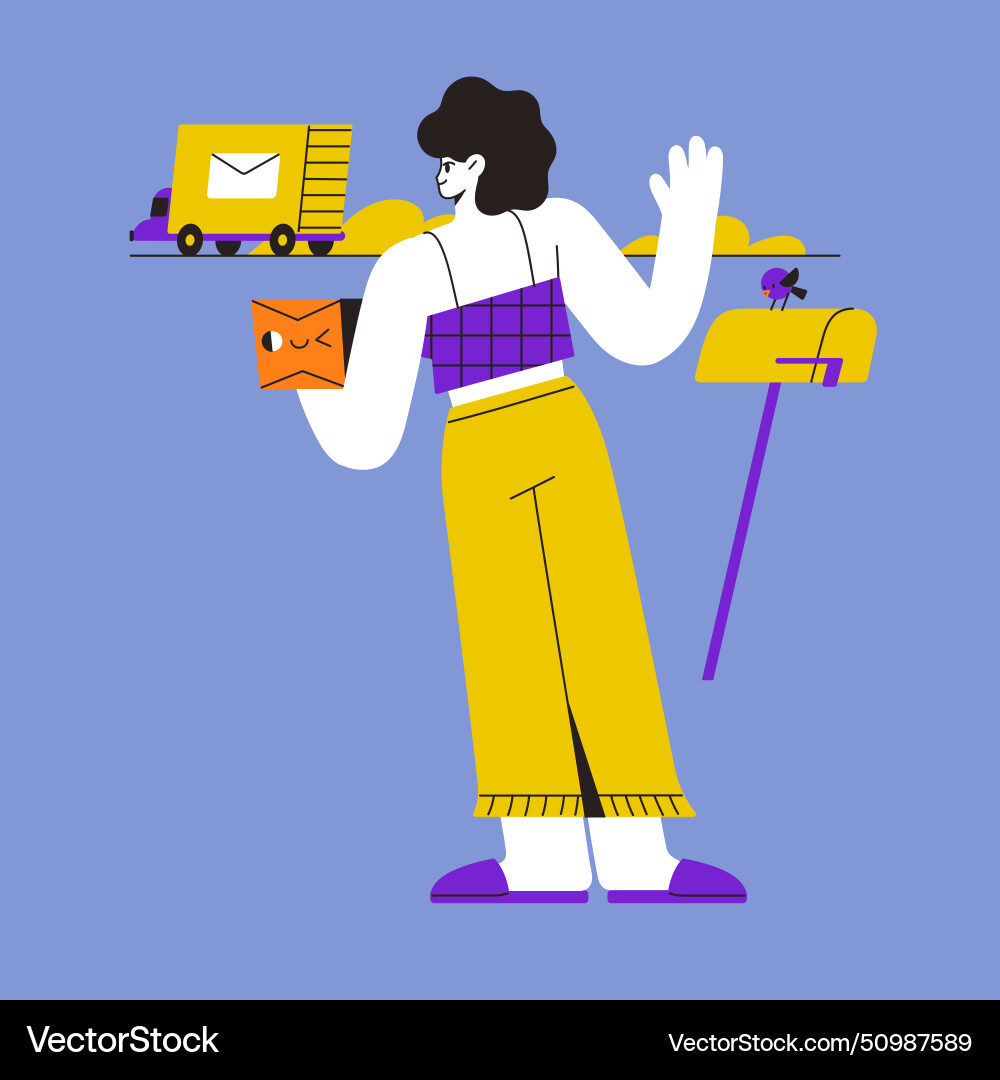 Customer accepts package happy consumer gets her Vector Image