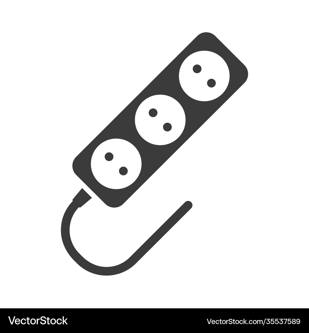 Drei Steckdose Multi Stecker Adapter fett schwarz Vektorbild