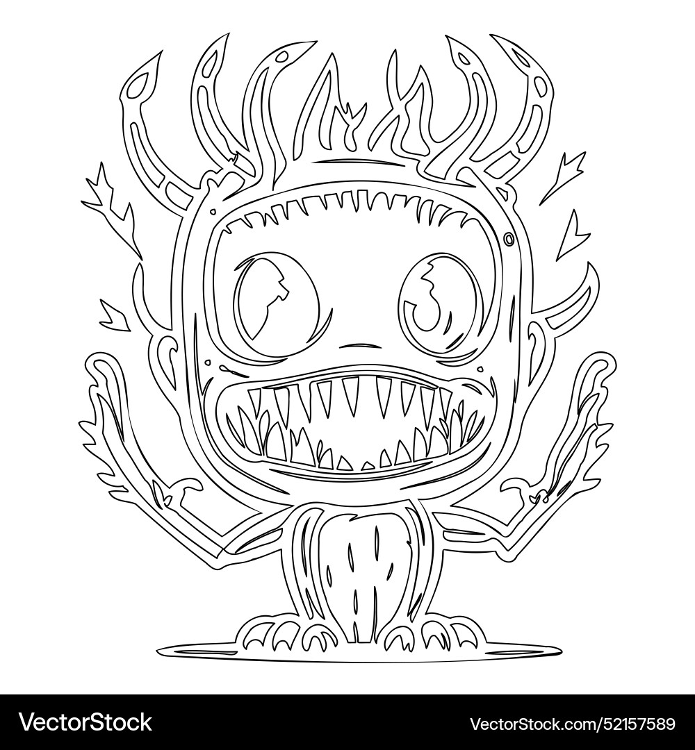 Monster alien outline sketch Royalty Free Vector Image