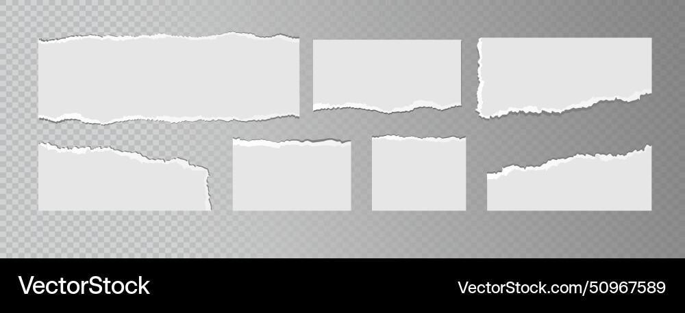 Realistic ripped white paper sheets isolated Vector Image