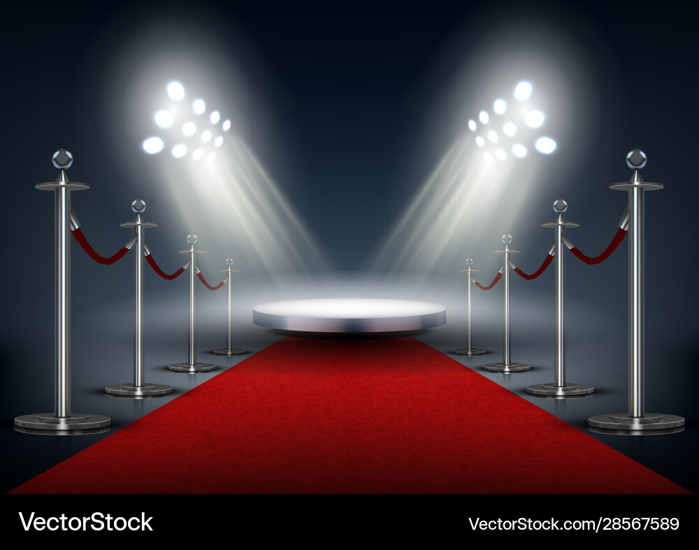 Vip event red carpet with round stage Royalty Free Vector