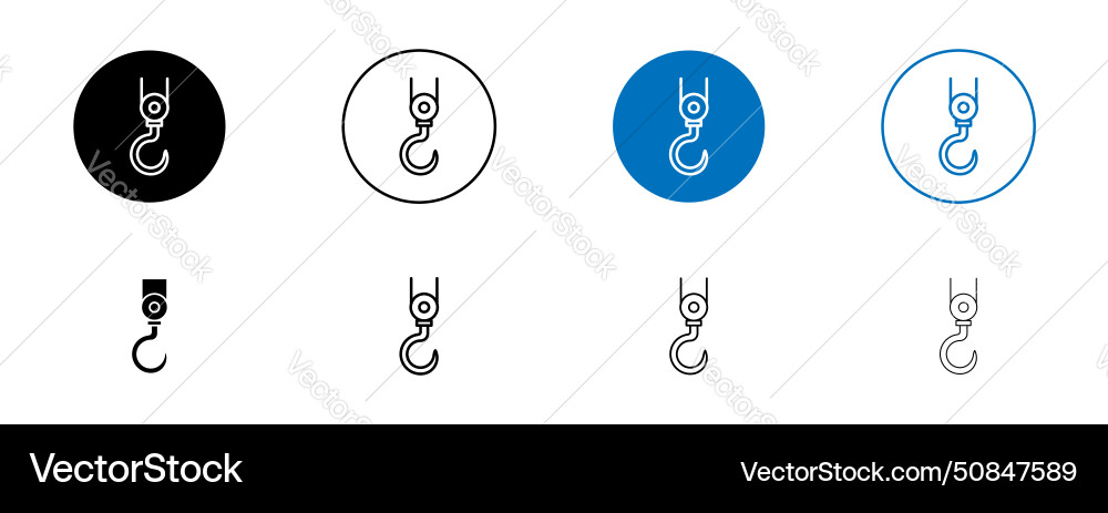 Winch hook icon set crane construction lift Vector Image