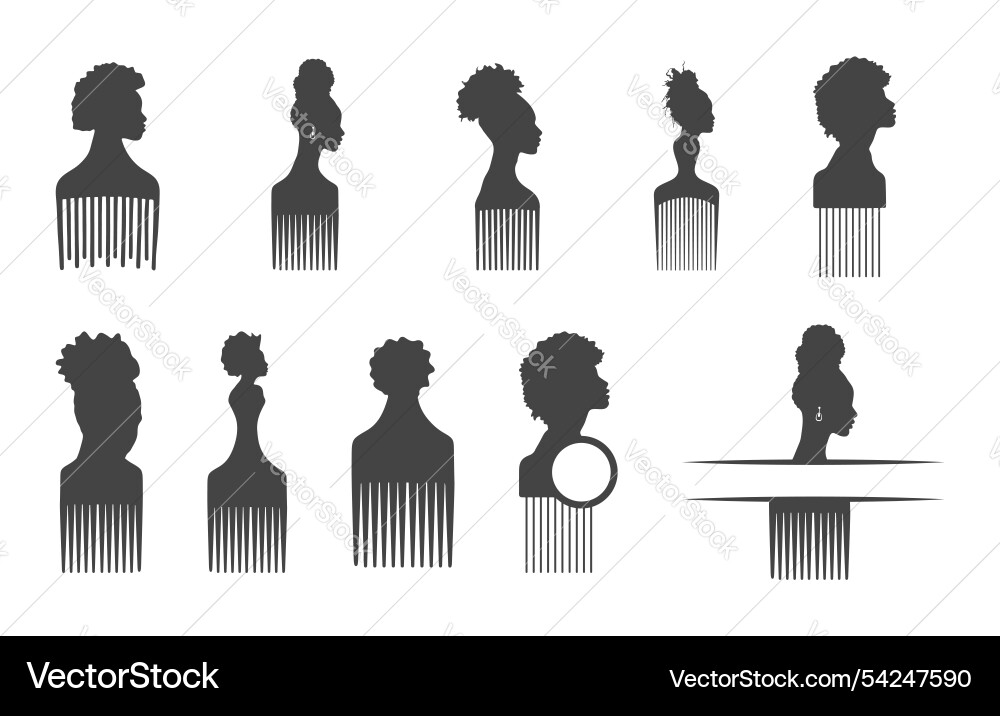 Afro comb svg silhouette Royalty Free Vector Image