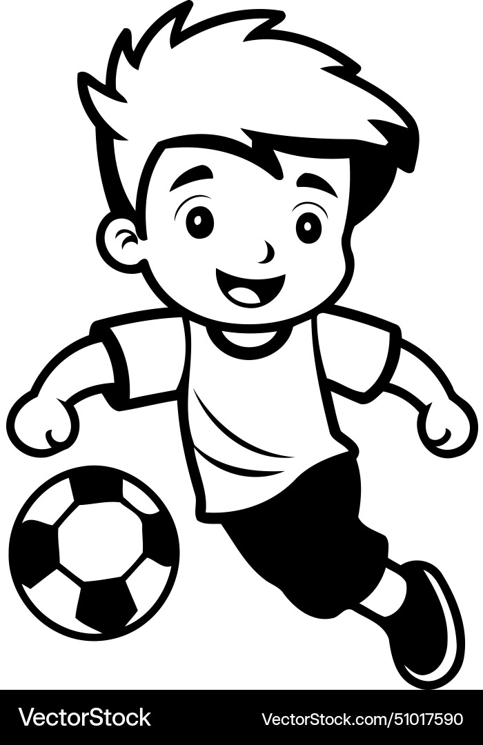 Cartoon soccer player running with ball isolated Vector Image