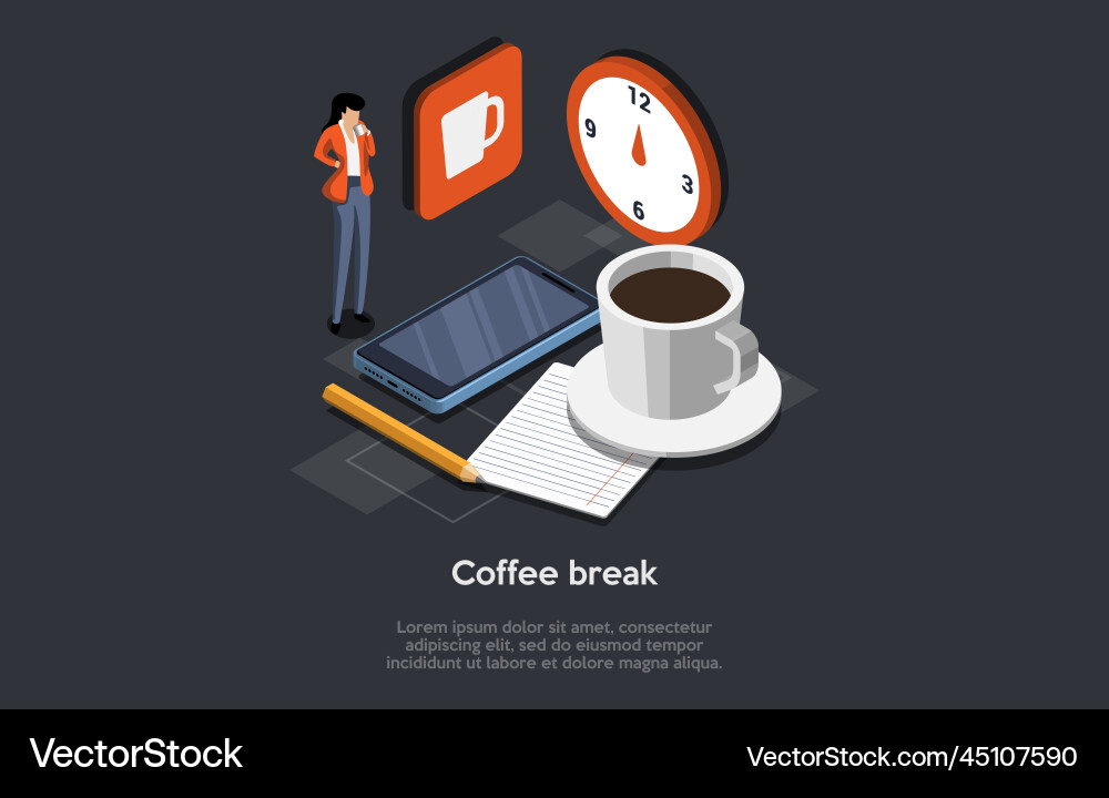 Concept of coffee break brunch or time lunch Vector Image