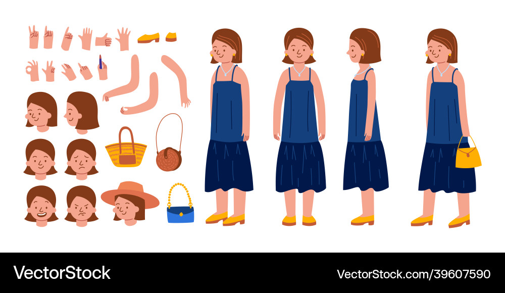 Female character constructor set Royalty Free Vector Image