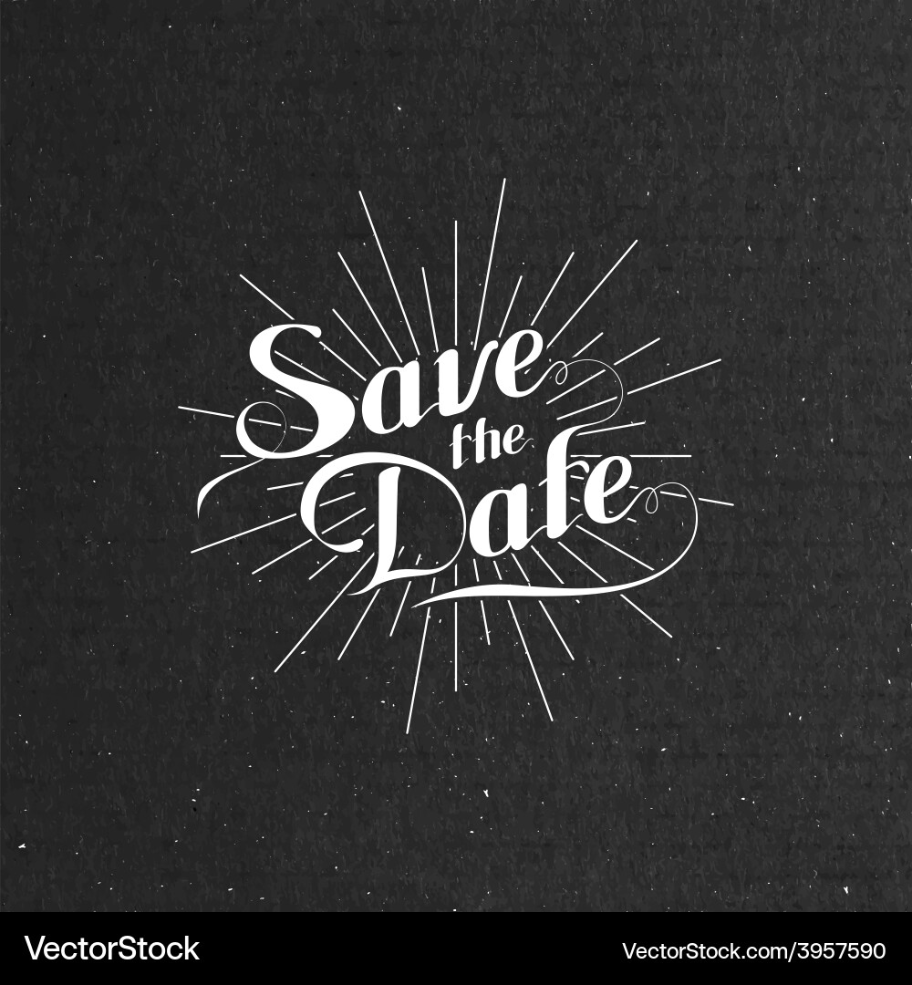 Handwritten save the date label Royalty Free Vector Image