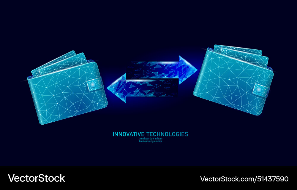 Low poly online technology wallet future e Vector Image