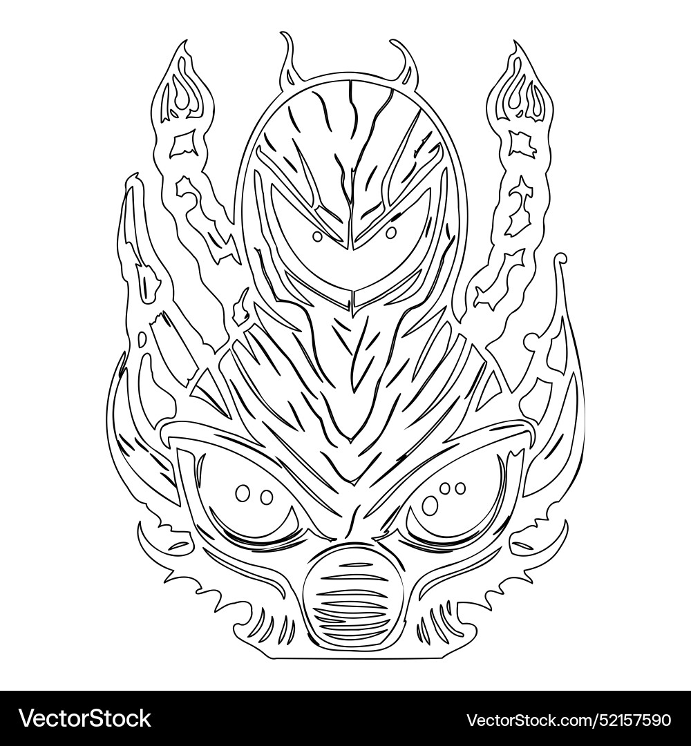 Monster alien outline sketch Royalty Free Vector Image