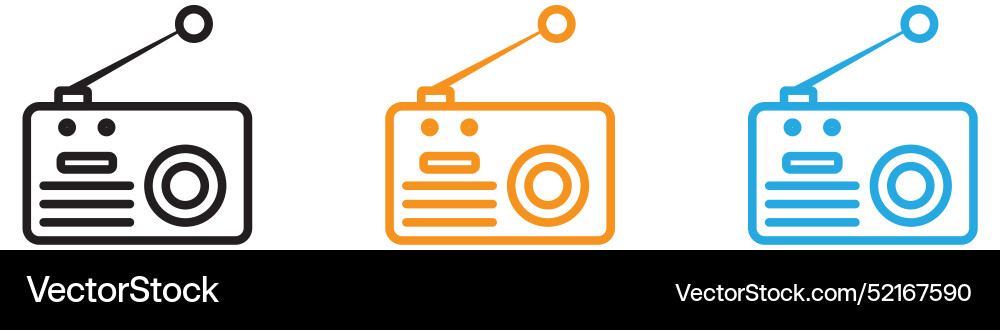 Radio icon logo set collection for web app ui Vector Image