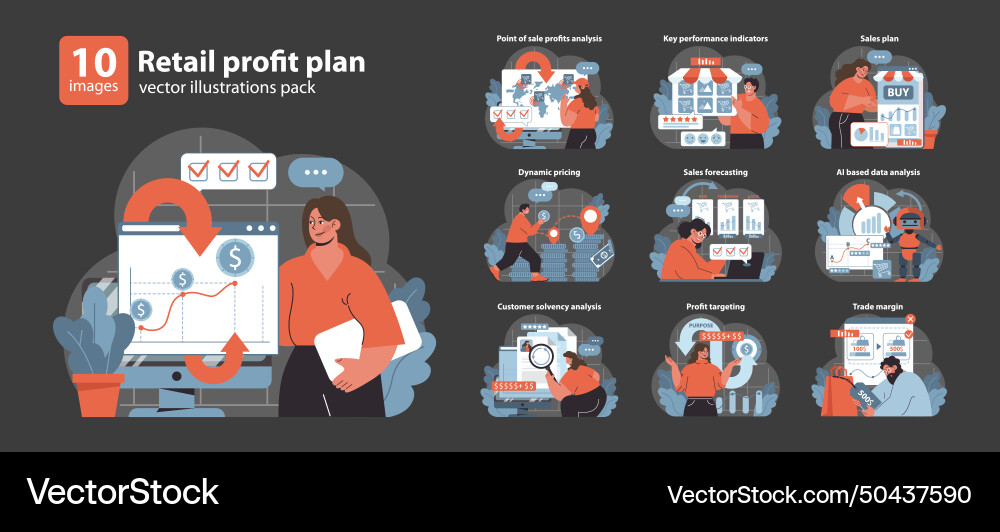 Retail profit plan set detailed analysis Vector Image