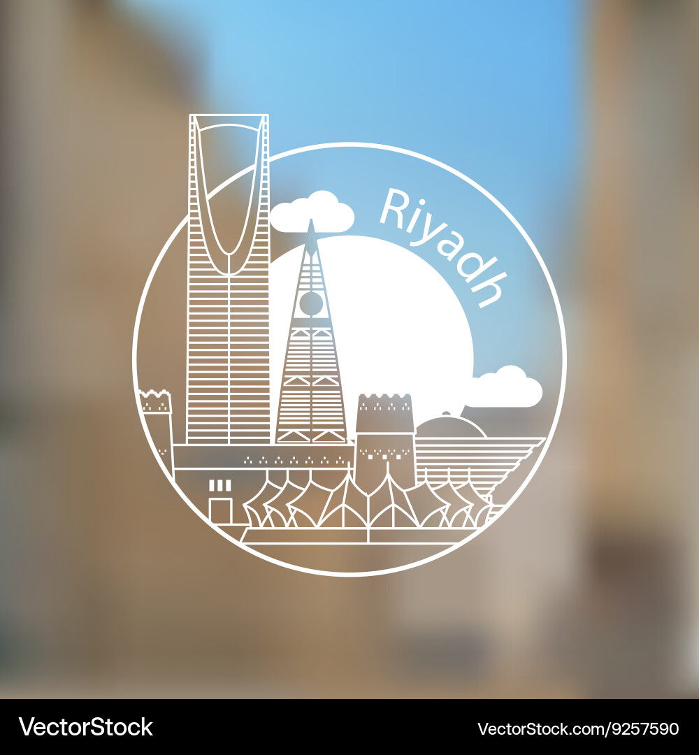 Riyadh linear logo trendy stylish landmarks Vector Image
