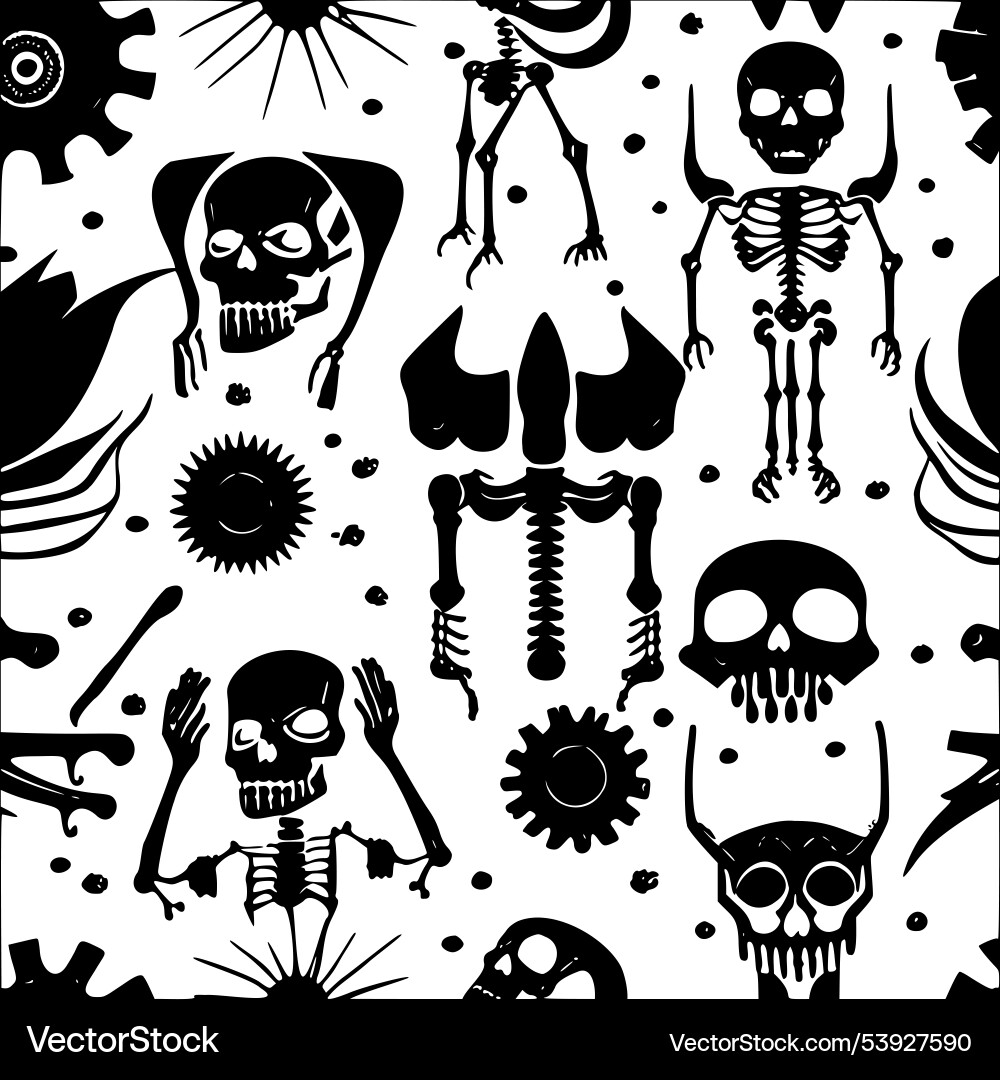 Skeleton abstract pattern seamless Royalty Free Vector Image